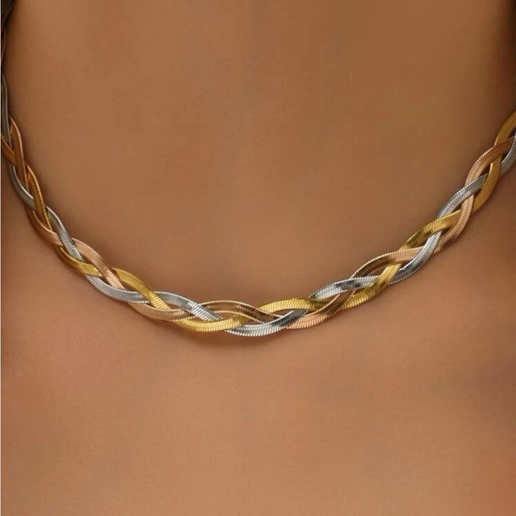 Jewelry | Stainless Steel Tricolor Braided Necklace | Poshmark